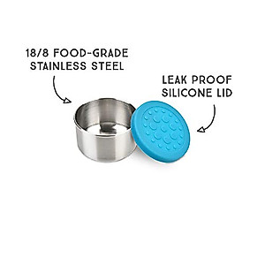 LunchBots 1.5oz Leak Proof Dips Condiment Containers - Set of 3 (1.5 oz) - Spill Proof in Bags and Bento Boxes - Food Grade Stainless Steel and Silicone Lids - Dishwasher Safe - Floral Set