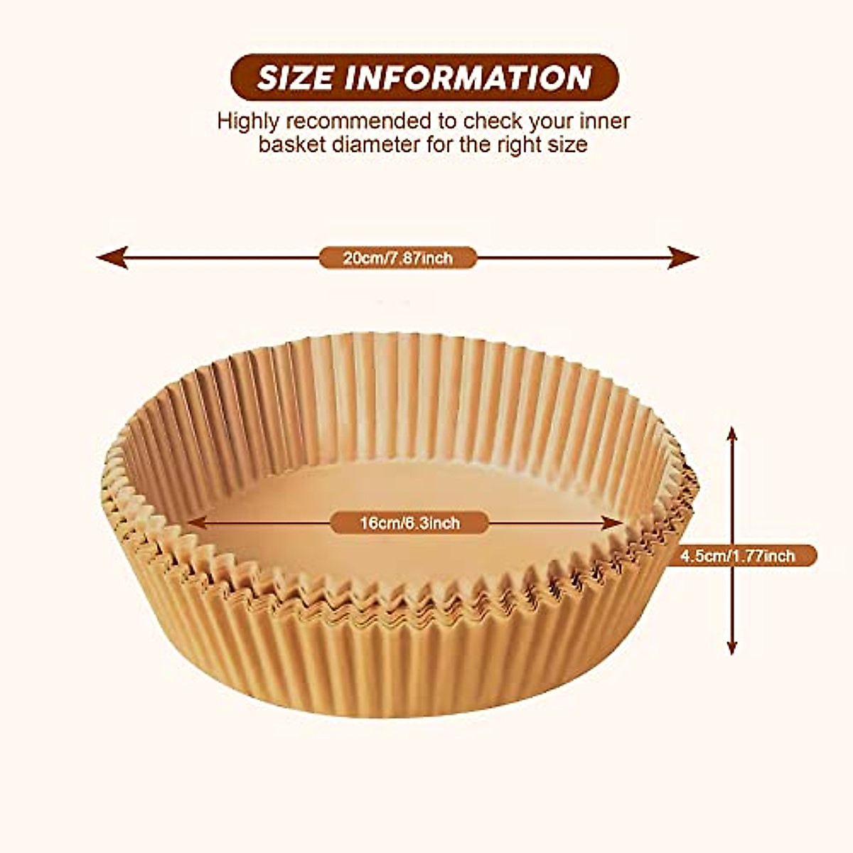 Air Fryer Disposable Paper Liner, 100PCS Non-stick Disposable Liners, Baking Paper for Air Fryer Oil-proof, Water-proof, Food Grade Parchment for Baking Roasting Microwave (100Pcs-6.3 inch)