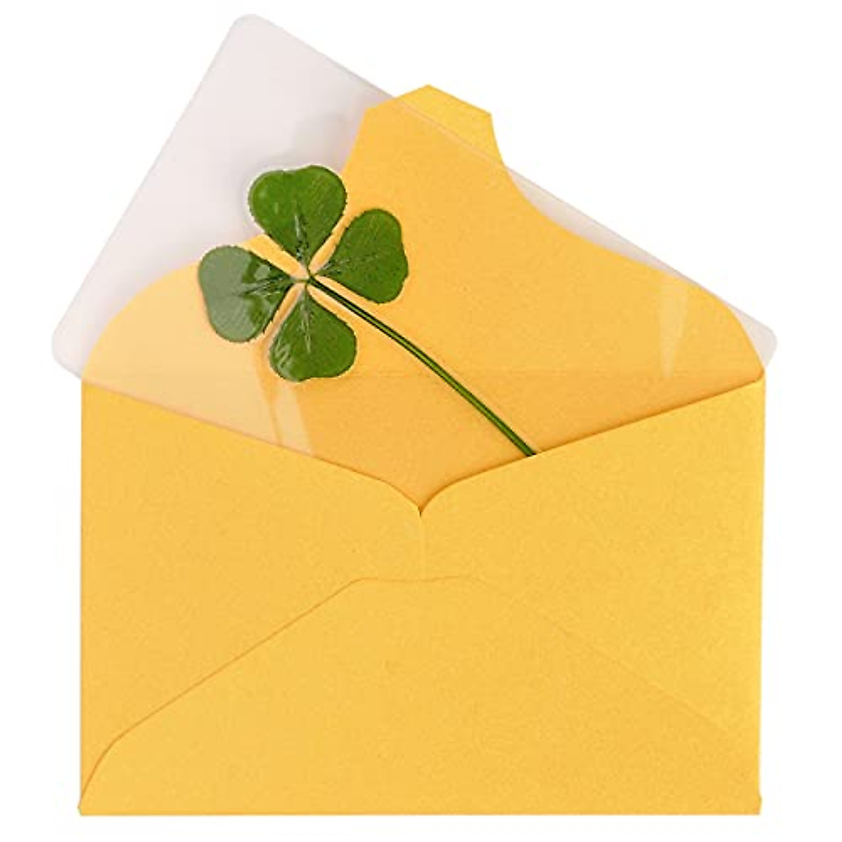 ARTMART Genuine Real Four-Leaf Green Clover St. Saint Patric's Day Bookmarks Irish Shamrock Good Luck Charm for Smartphone Wallet Case Amulet Purse Coating Gift Thanks Card M