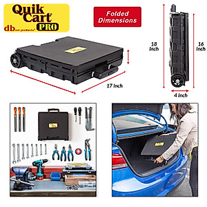 dbest products Quik Cart Pro Wheeled Rolling Crate Teacher Utility with seat Heavy Duty Collapsible Basket with Handle, Black