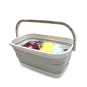 SAMMART 11.6L (3.06 Gallon) Collapsible Rectangular Handy Basket / Bucket (Grey, 1)