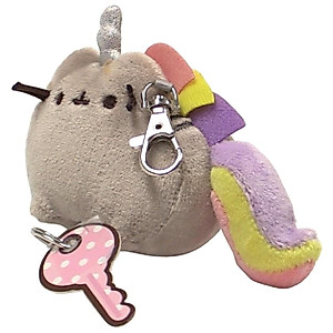 GUND Pusheen The Cat Pusheenicorn Retractable Key Holder, Unicorn Plush Keychain for Ages 8 and Up, 3”