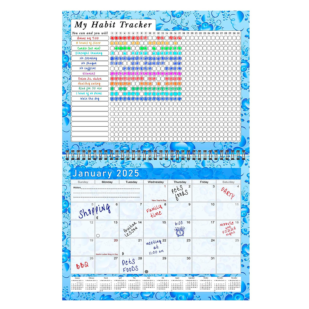 2025 Monthly Desktop/Wall Calendar/Planner - Habit Tracker - Daily, Weekly & Monthly Goal Motivational Habit Tracking Journal Inspirational - (Edition #019)