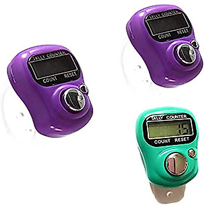 Miaomiaogo Hand Held Useful Digital Display Knitting Crochet Amigurumi Purple/Green Stich Row Tally Counter
