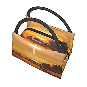 MANQINF Jesus Lunch Bag Bible Verse Lunch Box Large Capacity Cross Insulated Lunch Box Tote Reusable Lunch Box