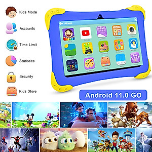 Fivahiva Kids Tablet, 7 inch Android 12 Tablet for Kids, Toddler Tablet 32GB ROM with Silicone Case, HD IPS Educational, Games, Parental Control APP, YouTube, WiFi, Dual Camera, GMS, Bluetooth (Blue)