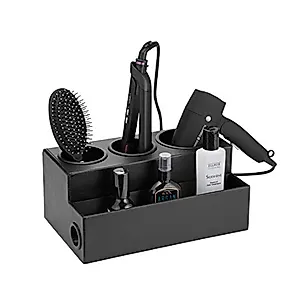 JackCubeDesign Hair Dryer Holder Hair Styling Product Care Tool Organizer Bath Supplies Accessories Tray Stand Storage Bathroom Vanity Countertop with 3 Holes(Black) – :MK154C
