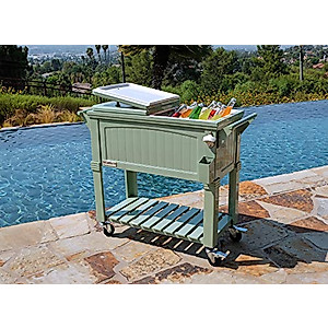 Permasteel PS-203F1-SAGE-AM 80 Quart Portable Rolling Patio Cooler, Sage