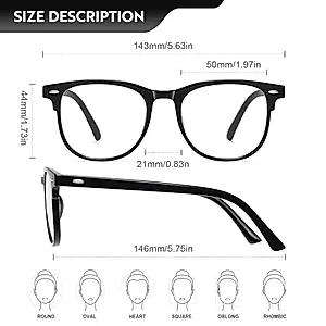ZEHEXA Reading Glasses for Women Blue Light Blocking Glasses Filter UV Round Lightweight Readers Glasses for Women and Men Reader 0.05