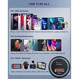 36W USB C Car Charger, OKRAY 4-Pack Fast Charging USB Type C Car Charger, PD3.0+QC3.0 Dual Port Cigarette Lighter Adapter with LED Compatible iPhone 14/13/12/11/ iPad, Samsung Galaxy S22/21 Note20/10