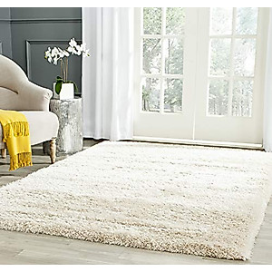 SAFAVIEH Charlotte Shag Collection 8' x 10' Ivory SGC720A Non-Shedding Living Room Bedroom Dining Room Entryway Plush 2-inch Thick Area Rug