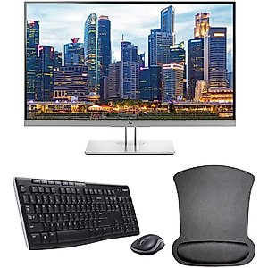 HP EliteDisplay E273 27 Inch 1920 x 1080 (1FH50A8#ABA) Full HD IPS LED Backlit Monitor Bundle with HDMI, VGA, DisplayPort, Gel Mouse Pad, and MK270 Wireless Keyboard and Mouse Combo