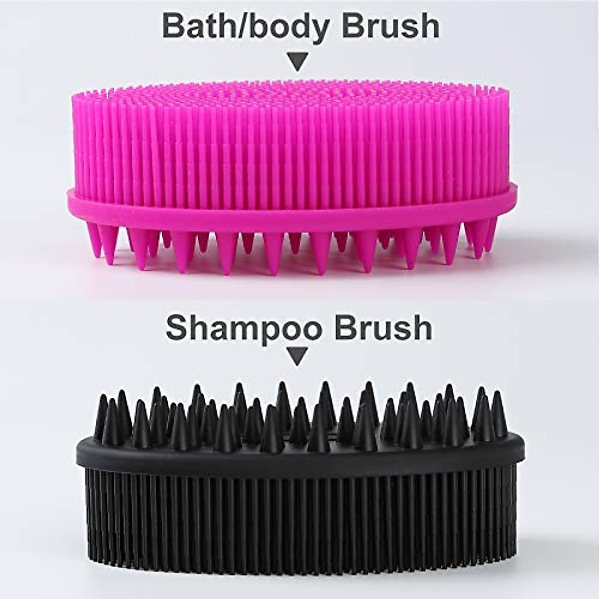 2pcs Upgrade Silicone Body Scrubber,Easy to Clean Silicone Loofah,Exfoliating Body Brush,and More Hygienic Than Traditional Loofah,Lathers Well(Black&Purple)