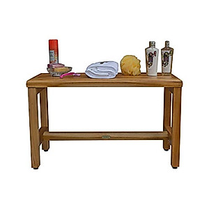 EcoDecors Earthy Teak Shower Bench Eleganto Wooden Seat Garden Bench Natural Teak Wood Patio Bench Armless Bench for Indoors and Outdoors - 30 inches Length