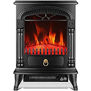 Electric Fireplace with Heater Electric Stove Fireplace Heater for Living Room with Realistic Burning Fire and Wood Frame Effect Easy to Move Indoor and Outdoor Use Black