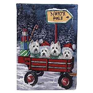 Caroline's Treasures PPP3227GF Westie Christmas Red Wagon Garden Flag Mailbox Flag Decorative Yard Flag Banner Outside Patio Artwork Yard Flower Beds, Garden Size, Multicolor