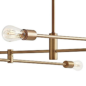 Amazon Brand – Rivet Mid-Century Modern Metal Rod Ceiling Pendant Light Chandelier - 48.9" x 42.6" x 43. 1", Brass