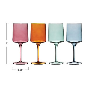 Creative Co-Op Wine Glass, 4 Colors