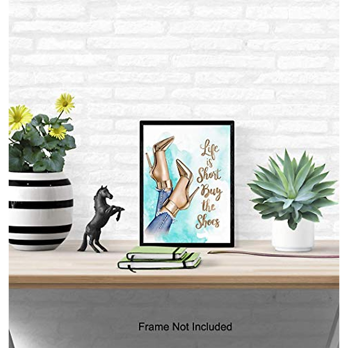 Fashion Design Wall Art - Glam Wall Decor - Luxury Gift for Women, Designer Shoes Fan, Couture Fashionista - Cute Girly Home Decoration for Bathroom, Living Room, Girls Teens Bedroom - Poster Picture
