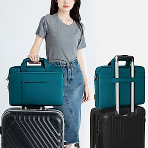 DOMISO 17.3 inch Laptop Bag Business Briefcase Water-resistant Notebook Messenger Shoulder Bag for 17.3" Macbook Pro 17/Dell/MSI GS73VR Stealth Pro/Lenovo IdeaPad/HP Envy,Turquoise