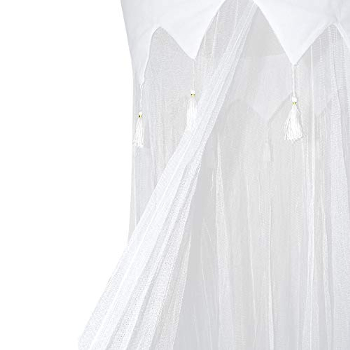 Mosquito Net for Bed Canopy Macrame Pop-Up Circular Curtain Natural Lace Large Tent Crib Netting, Carry Bag