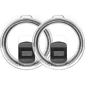 20 oz Magnetic Lid for Tumbler - Compatible with YETI Rambler, Ozark Trail, Old Style Rtic and More, Magnetic Slider Switch Spill Proof Tumbler Cover (20Oz Pack of 2 Black)