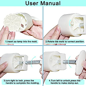 2 Set Mooncake Mould Press With 10 Stamps, FineGood Round Cherry Blossom Mooncake Mould Dessert Decoration for DIY Cookie Hand Pressure Mooncake Baking Tools (50g, 75g)
