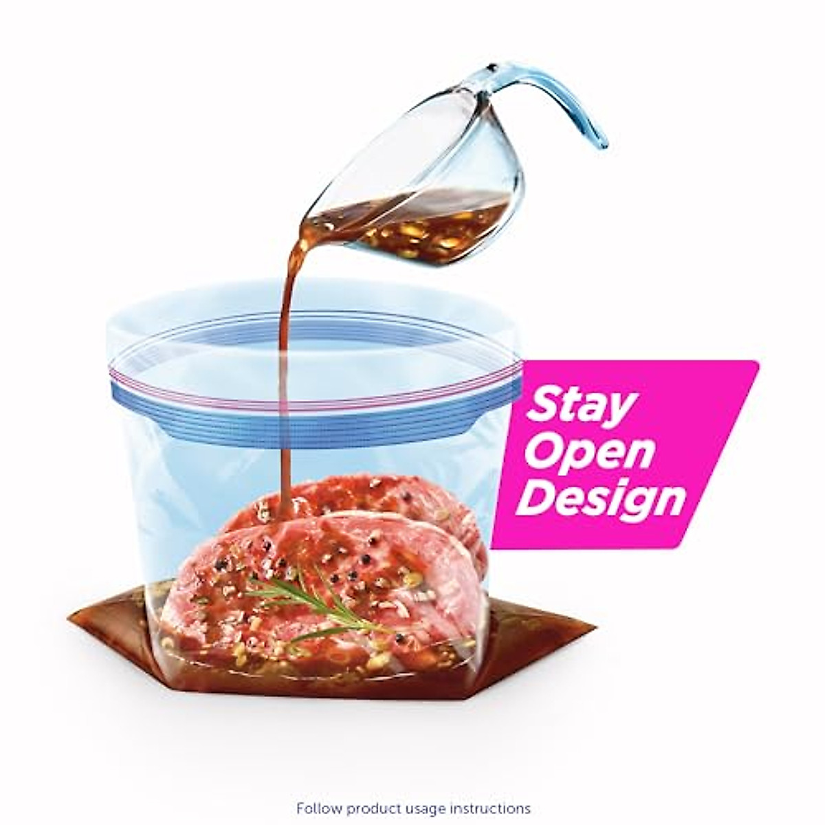 Ziploc Gallon Food Storage Freezer Bags, Stay Open Design with Stand-Up Bottom, Easy to Fill, 60 Count