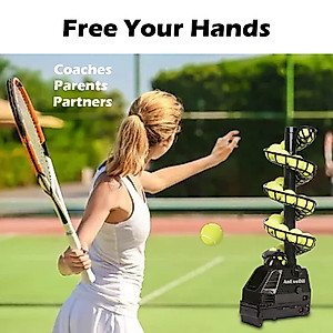 AnEssOil Tennis Ball Machine Tennis Ball Tosser Adjustable&Portable w/Oscillation Ball Launcher Tennis Serving Machine Accurate&Efficient Feed Machine Plug in/Batteries 30 Balls for Adults Children