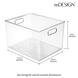 mDesign Large Plastic Storage Organizer Container Bin, Closet Organization for Hallway, Bedroom, Linen, Coat, and Entryway - Holds Clothing, Blankets, and Accessories, Ligne Collection, Clear