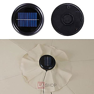 30 LED Lighting 8ft/9ft 6-Rib Wooden Patio Umbrella Solar Panel String Lights Cool White w/Shape Ribs Square for Outdoor Décor Home Garden Café