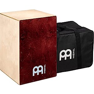 Meinl Percussion Cafe Cajon Box Drum Plus Bag with Snare and Bass Tone for Acoustic Music — Made in Europe — Baltic Birch Wood, Play with Your Hands, 2-Year Warranty, Natural/Wine Red (BC1NTWR)