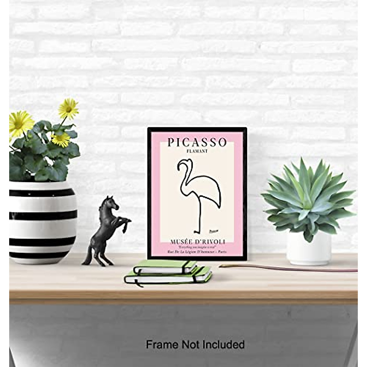 Pablo Picasso Poster 8x10 - Mid-Century Modern Decor - Minimalist Room Decor - Abstract Wall Art - Gallery Wall Art - Pink Flamingo Decor - Line Art Wall Decor - Museum Poster - Tropical Beach House