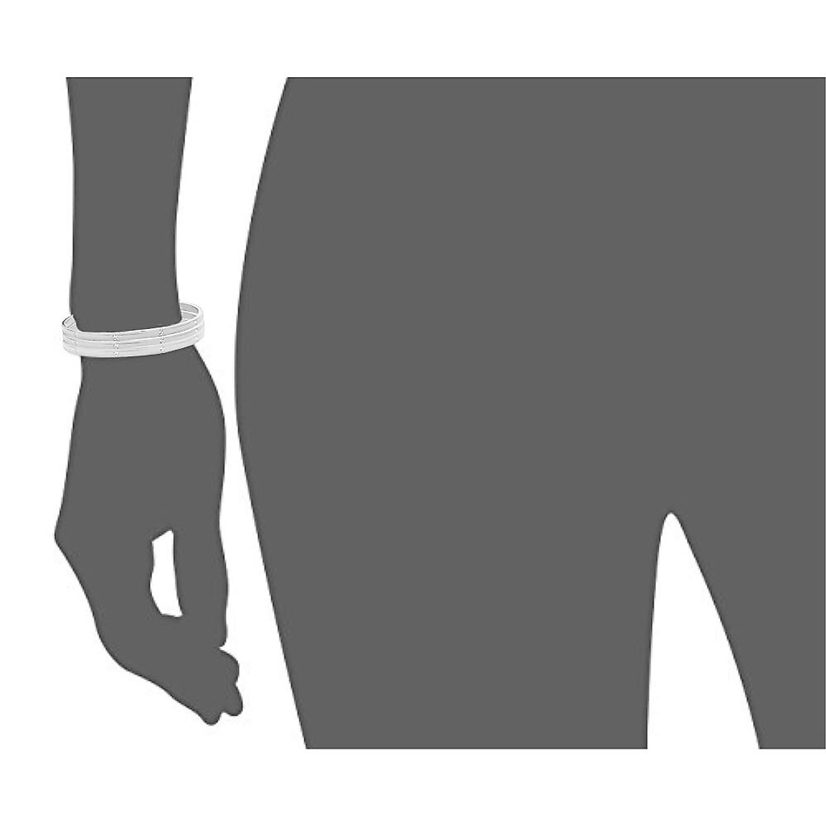 Edforce Stainless Steel Women's Stackable Set of 3 CZ Cubic Zirconia Bangles Bracelets (Silver, 8.5")