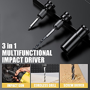 NCOEN 650N.m Cordless Impact Wrench 480Ft/lbs Brushless 1/2 Impact Gun Variable Speed 2800RPM Upgraded 3 in 1 High Torque Impact Drill 2x 4.0Ah Battery Charger 4 Sockets with Storage Bags