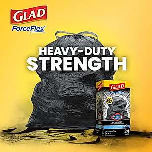 GLAD ForceFlex Large Drawstring Trash Bags, 30 Gallon Black Trash Bags for Large Kitchen Trash Can, Mountain Air Scent to Eliminate Odors, 50 Count (Package May Vary)