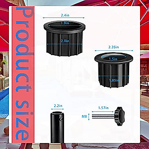 2Sets Patio Umbrella Stand Accessories with Screws, Outdoor Umbrella Pole Mount Umbrella Mount Holder Cover and Cap Fit 2.17inch Poles for Patio Table Balcony Decks Backyard (6PCS)