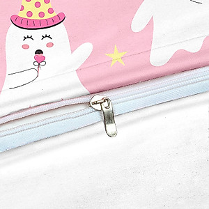 Halloween Bedding Set Queen Funny Pupmkin Duvet Cover Set Halloween Theme Pattern Design Trick or Treat Comforter Cover Grey Halloween Bedding Sets (Queen, Gray)