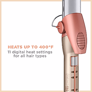 INFINITIPRO BY CONAIR Frizz Free 1 1/4-inch Titanium Ceramic Curling Iron, 1 ¼ inch barrel produces loose curls – for use on medium and long hair, Rose Gold
