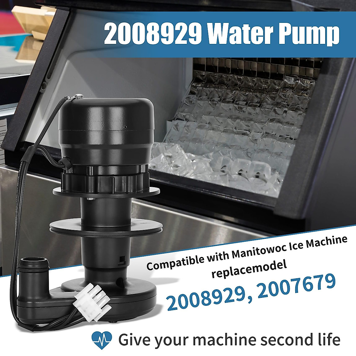 2008929 Ice Machine Water Pump, Replace 8251129, 2007679 Compatible With Manitowoc Ice Machine Water Pump, 115 Volt 2008929 Ice Machine Water Pump With a 4-Inch Diameter Washer, 2-Year Warranty