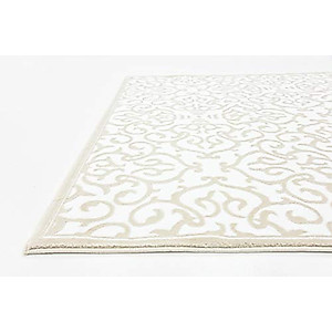 Unique Loom Rushmore Collection Area Rug - Johnson (5' 1" x 8' Rectangle, Snow White/ Beige)