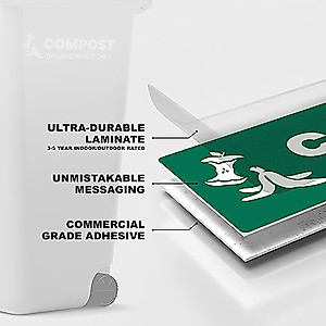 Compost Sticker - Organic Waste Only Bin Label - 3-5 Year Indoor/Outdoor Rated - Heavy Duty, Weather Proof, Ultra Durable - USA Made (6x2 inch), 4 Labels