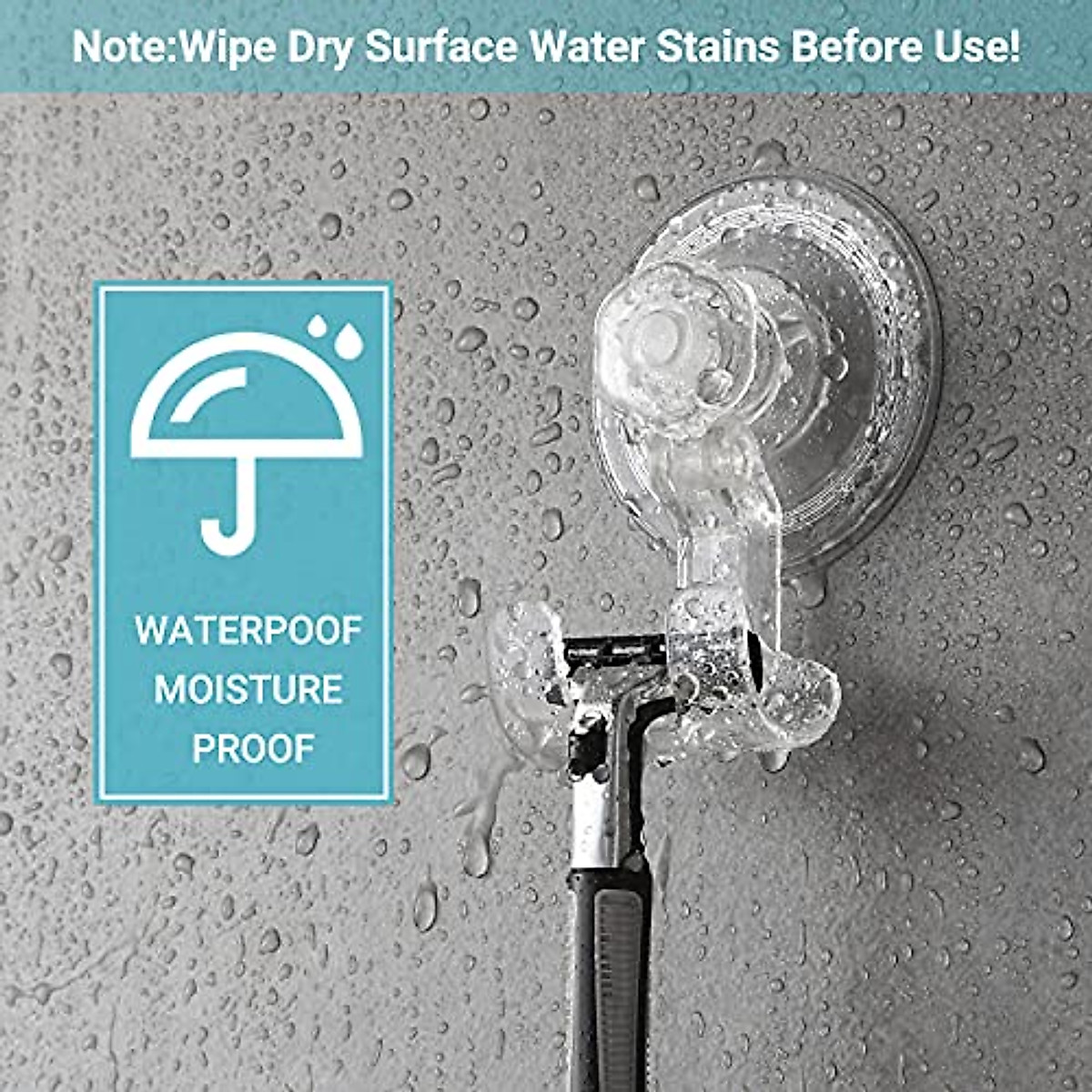 Teletrogy Shower Razor Holder, 4Pack Heavy Duty Adhesive Hooks Damage Free Shower Hooks DIY Assemble, Waterproof Razor Suction Cup Holder for Bathroom, Kitchen, Shaver, Towel, Loofah, Christmas Wreath