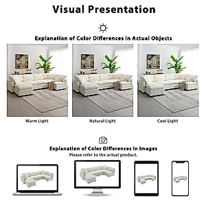 Cloud Modular Sectional Sofa, Convertible U-Shaped Sofa, 130 "Comfortable Sleeper Sofa, 6 Seater Chenille sectional Sofa Set with Ottoman, Suitable for Living Room Office Apartment (Beige)