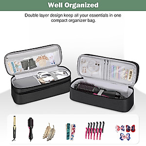 SITHON Double-Layer Travel Carrying Case for Shark FlexStyle/SmoothStyle, Water Resistant Storage Organizer Bag for Airwrap Styler, Also for Revlon One-Step Hair Dryer (Bag Only) (Black)