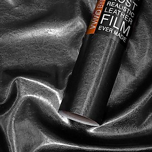 VViViD Bycast65 Black Gloss Top-Grain Faux Leather Marine Vinyl Fabric (1.5ft x 54")