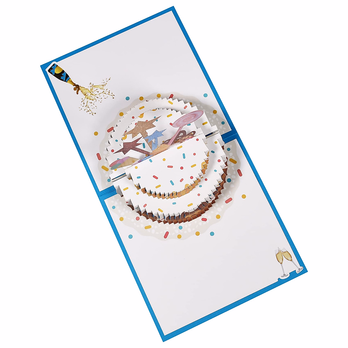 Magic Ants Pop Up Happy Birthday Card,3D Birthday Popup Cards,Birthday Cake Funny Postcards Pop Up Greeting Cards,Pop Up Birthday Cards for Women Men (Stars Birthday Cake - Blue)