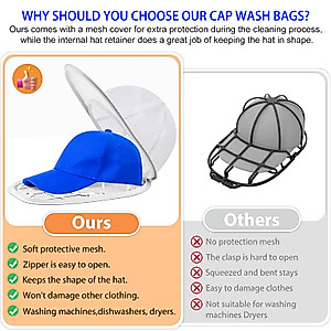 Haiou Hat Washer Cage Baseball Cap Washing Cage Hat Washer for Washing Machine - Keep Your Caps in Shape While Washing and Drying - Ideal for Adults and Kids Ball caps, White
