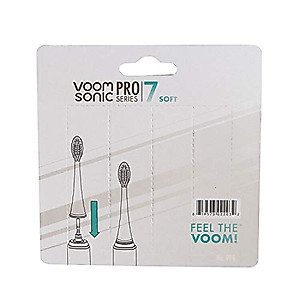 Voom Sonic Pro 7 Series Replacement Brush Heads Advanced Bristle Technology Soft Dupont Nylon Bristles Oral Care - White - Pack of 4