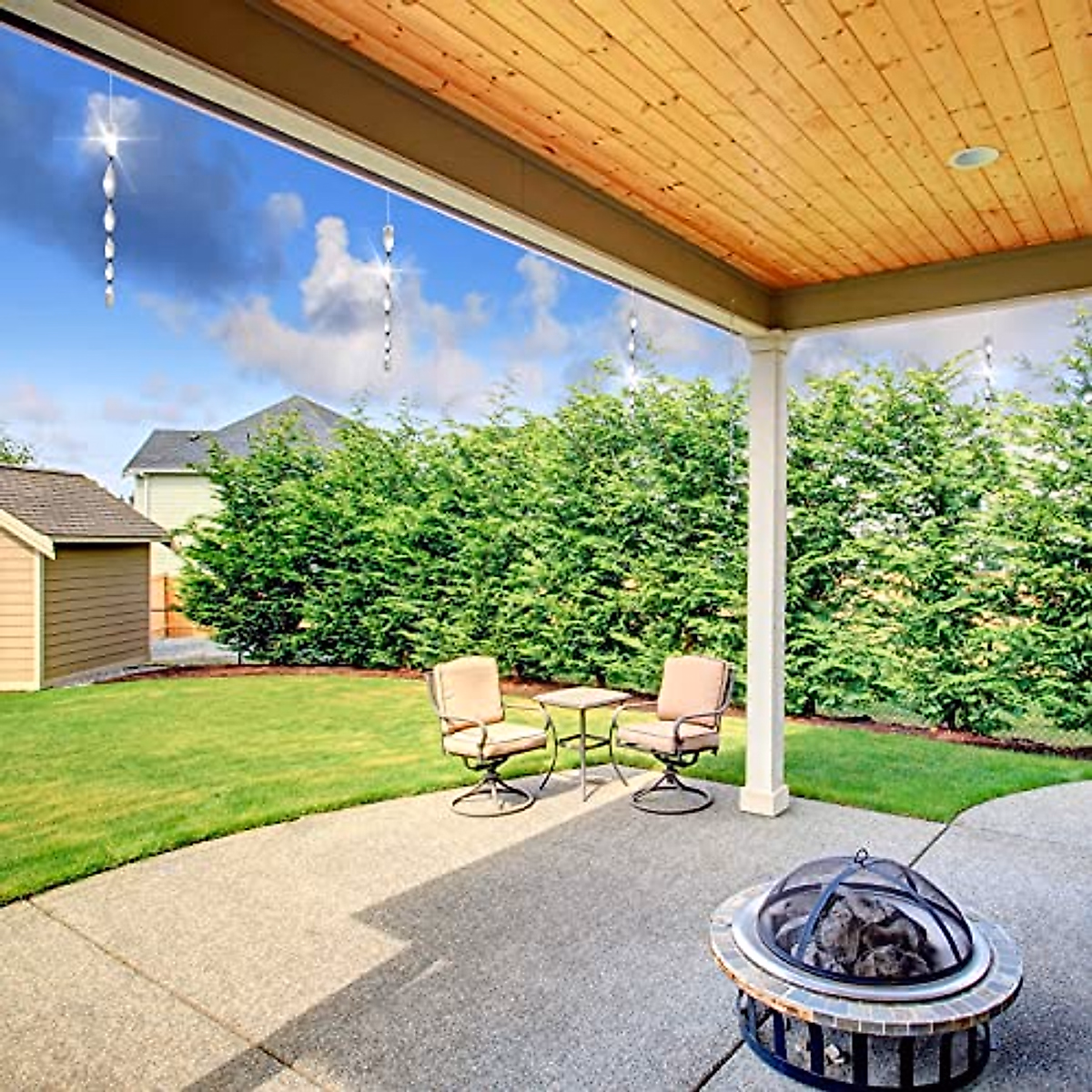 15 Pieces Away Rods Away Device Wind Twisting Rods Spiral Rods Attractive Hanging Rods for Garden Porch, 12 Inch